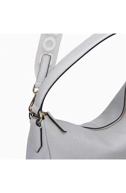 BOSS Alyce Leather Hobo Bag - Light/ Pastel Grey