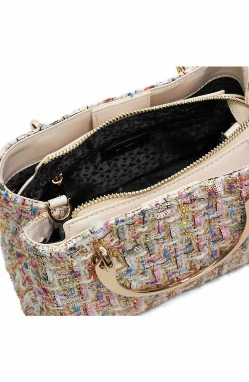 Dune London Tweed Top Handle Bag With Gold Tone Hardware