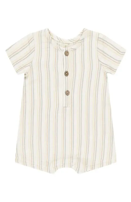 QUINCY MAE Stripe Organic Cotton Romper - Ivory