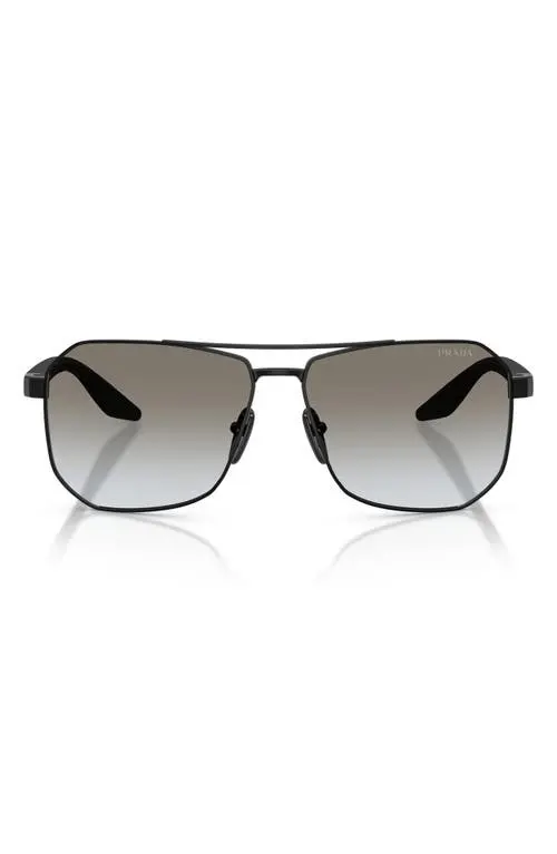 Prada 62mm Gradient Pilot Sunglasses - Matte Black