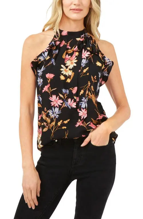 CECE DUPRAZ Tie Neck Ruffle Sleeveless Blouse
