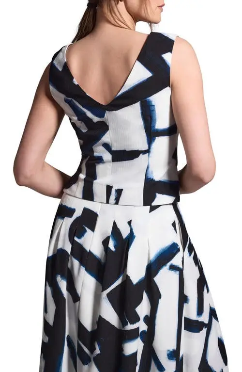 NIC+ZOE Iconic Letterpress Print Sleeveless V-neck Knit Top