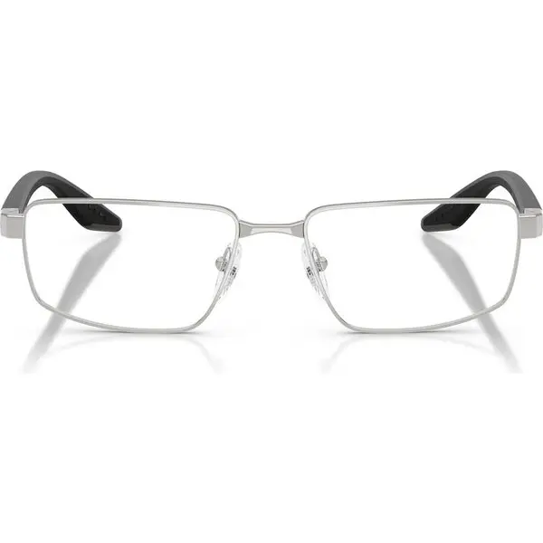 Prada 55mm Rectangular Eyeglasses - Silver