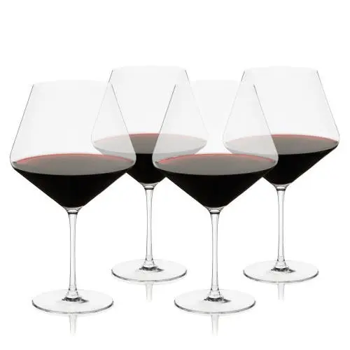 VISKI Reserve Liminal Burgundy Wine Glasses Set Of 4 - Clear
