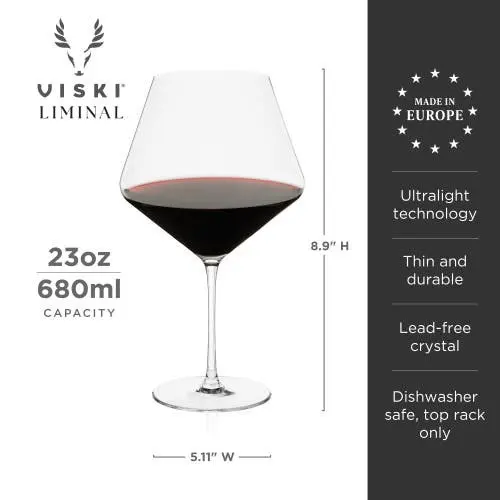 VISKI Reserve Liminal Burgundy Wine Glasses Set Of 4