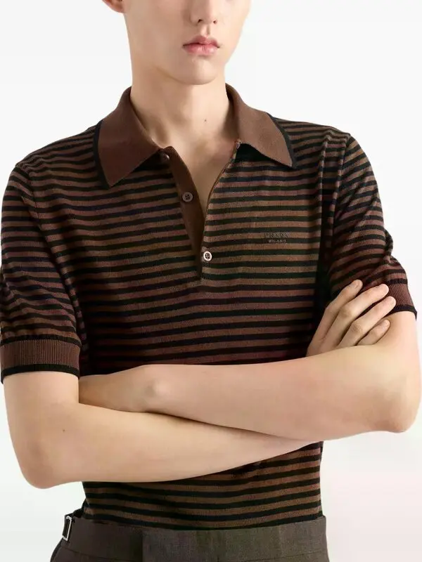 Prada Striped Cotton Polo Shirt