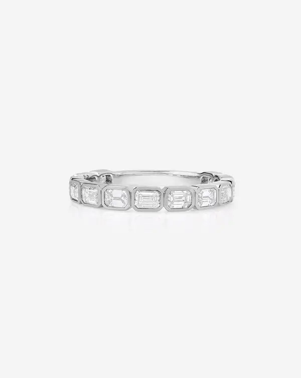 Ring Concierge Lab Diamond Emerald Bezel Band Ring - Platinum