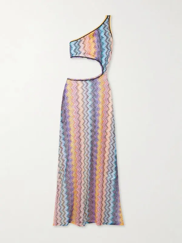 Missoni One-shoulder Cutout Printed Maxi Dress