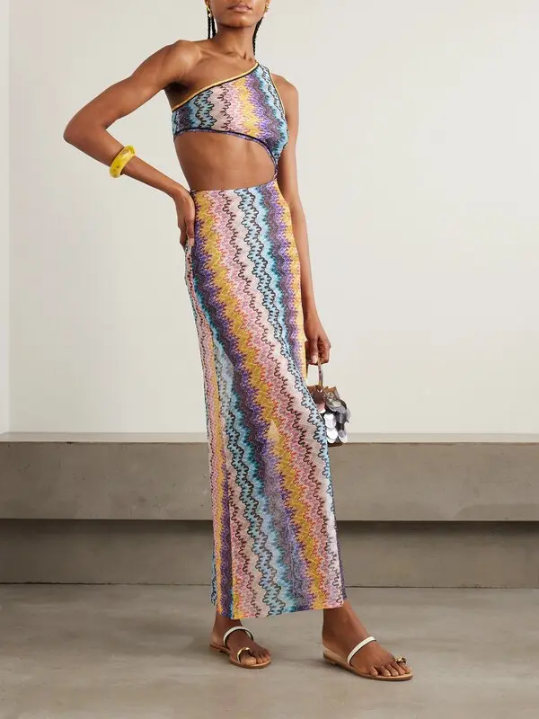 Missoni One-shoulder Cutout Printed Maxi Dress