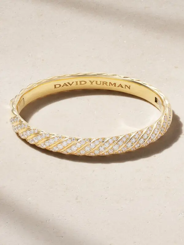 David Yurman Sculpted Cable Diamond Bracelet - Gold