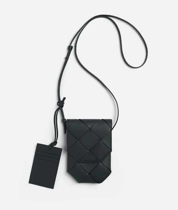 BOTTEGA  VENETA Intreccio Calf Leather Phone Pouch - Ardoise/ice