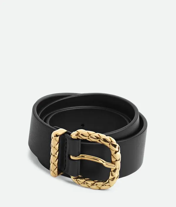 BOTTEGA  VENETA Bottega Veneta Coaxial Loop Leather Belt - Black