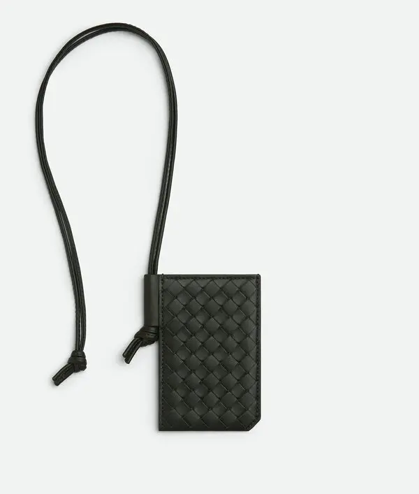BOTTEGA  VENETA Intrecciato Piccolo Badge Holder - Dark Green