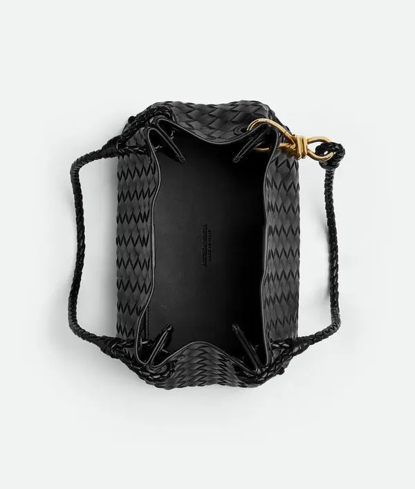 Bottega Veneta Intrecciato Leather Parachute Shoulder Bag - Black