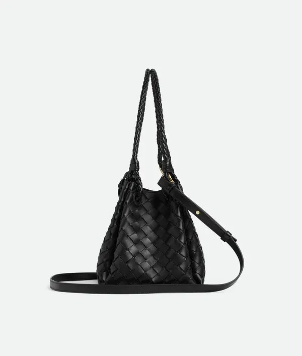Bottega Veneta Intrecciato Leather Parachute Shoulder Bag - Black