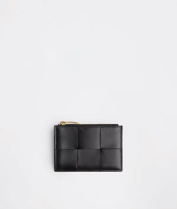 Bottega Veneta Cassette Zippered Card Case - Black