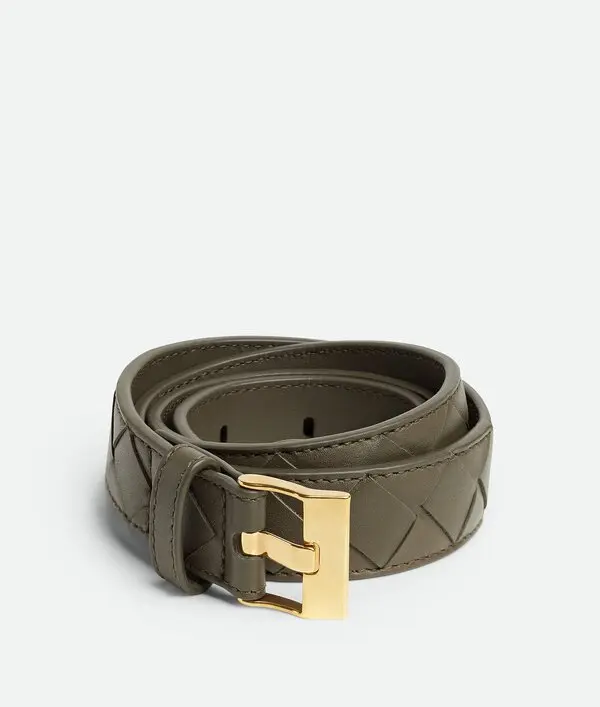 BOTTEGA  VENETA Intrecciato Calfskin Leather Belt - Cypress