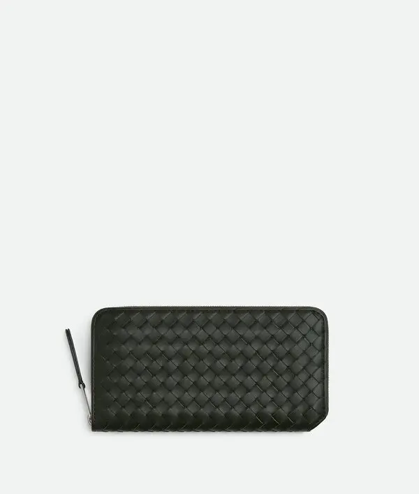 BOTTEGA  VENETA Intrecciato Piccolo Zip Around Wallet - Dark Green