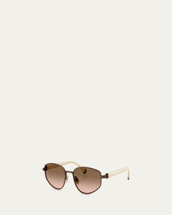 Brunello Cucinelli Titanium Oval Sunglasses - Gold