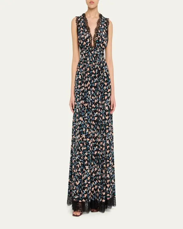 Ulla Johnson Marguerite V-neck Silk Lace Gown