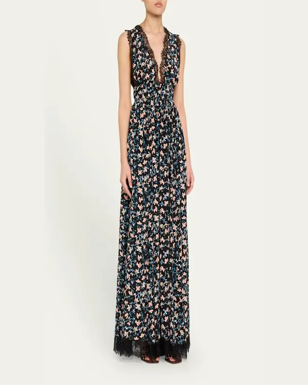Ulla Johnson Marguerite V-neck Silk Lace Gown