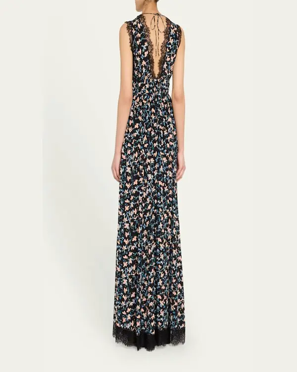 Ulla Johnson Marguerite V-neck Silk Lace Gown