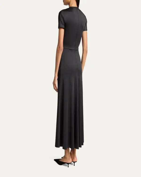 Victoria Beckham Gathered Drop-waist Midi T-shirt Dress - Black