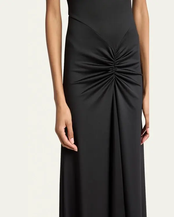 Victoria Beckham Gathered Drop-waist Midi T-shirt Dress - Black