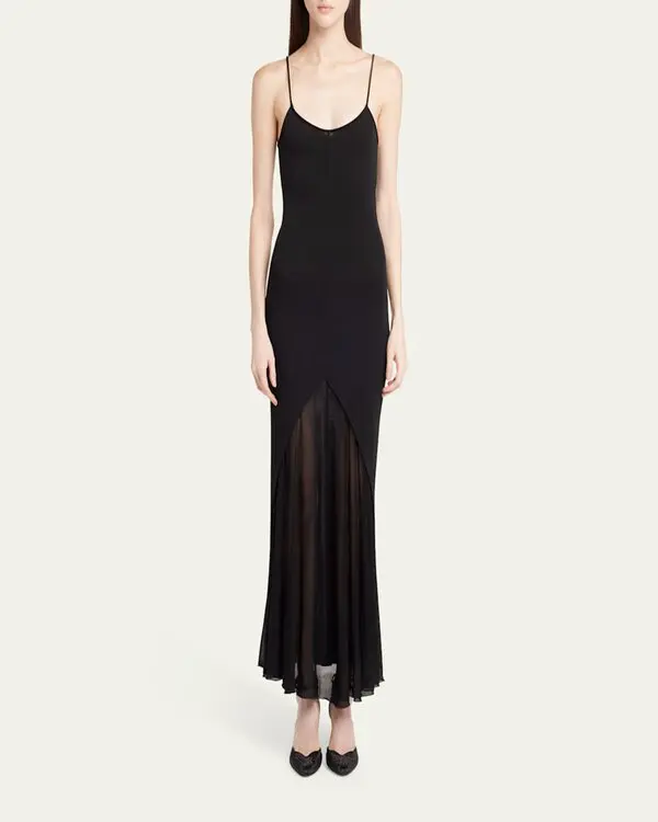 Giorgio Armani Sheer Skirt Panel Jersey Dress