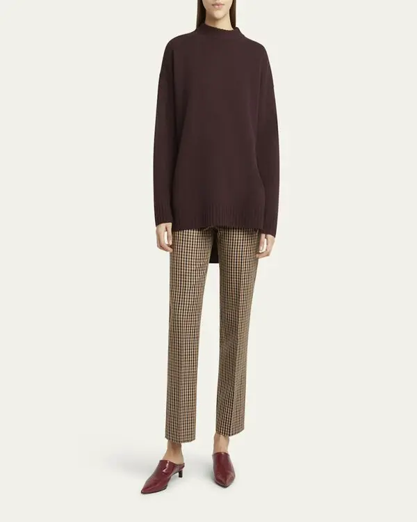 JIL SANDER Superfine Merino Wool Oversized Crewneck Sweater - Chocolate