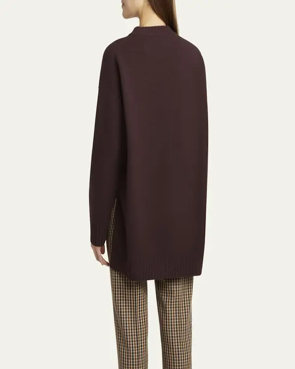 JIL SANDER Superfine Merino Wool Oversized Crewneck Sweater - Chocolate