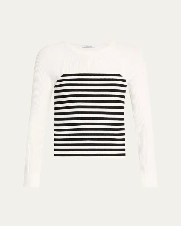 Max Mara Braies Stripe Ribbed Top - White
