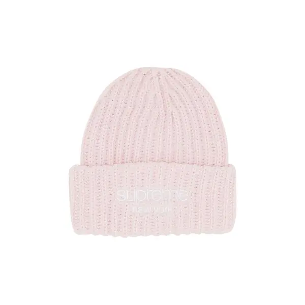 Supreme Classic Logo Chunky Ribbed Beanie - Pink