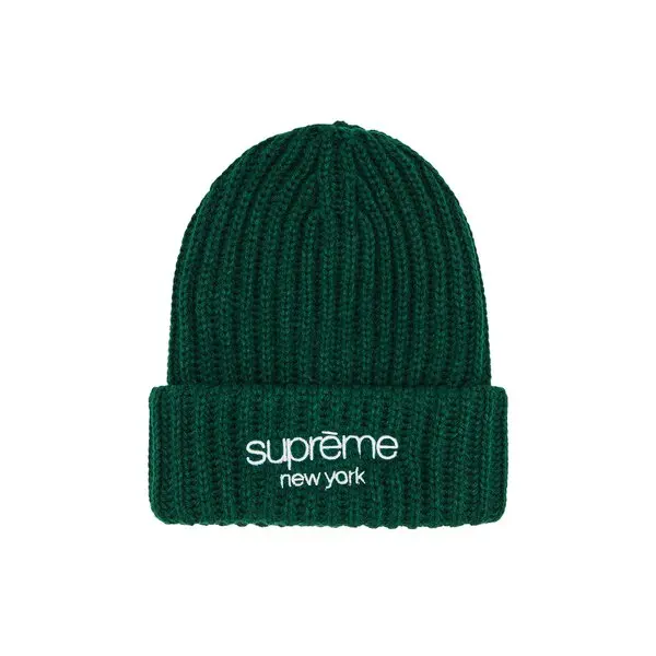 Supreme Classic Logo Chunky Ribbed Beanie - Green