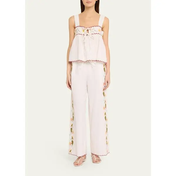 Ciao Lucia Ermmano Embroidered Drawstring Pants