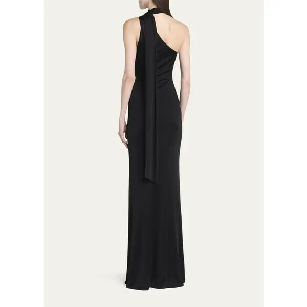 TOM FORD One-shoulder Scarf-neck Slit Gown