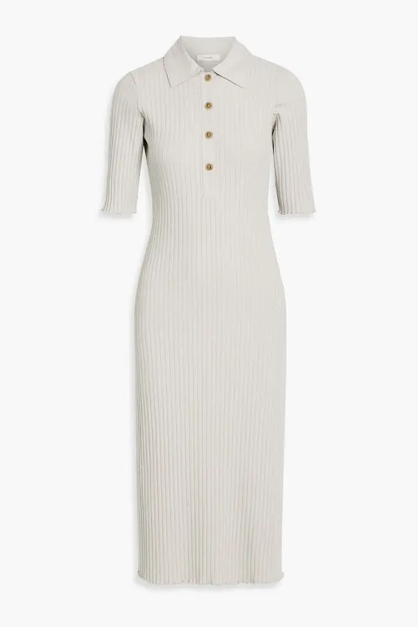 Vince Ribbed Cotton-blend Midi Shirt Dress