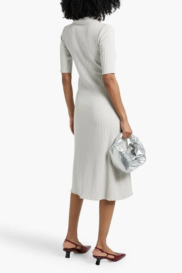 Vince Ribbed Cotton-blend Midi Shirt Dress