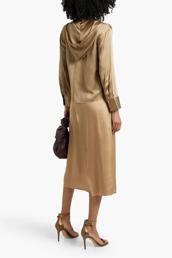 Vince Wrap-effect Satin Midi Skirt - Sand