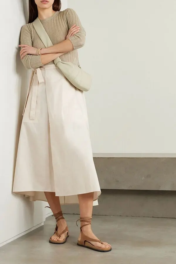 JOSEPH Alix Cotton Midi Wrap Skirt - Ivory