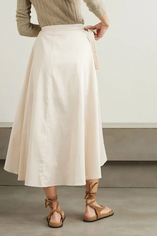 JOSEPH Alix Cotton Midi Wrap Skirt - Ivory