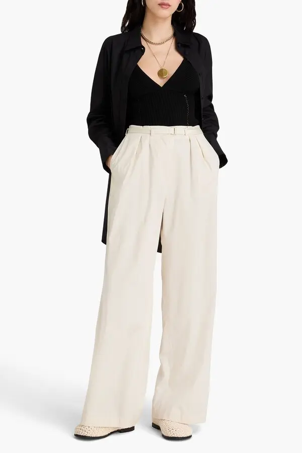 JOSEPH Tunius Cotton-sateen Wide-leg Pants - Ivory