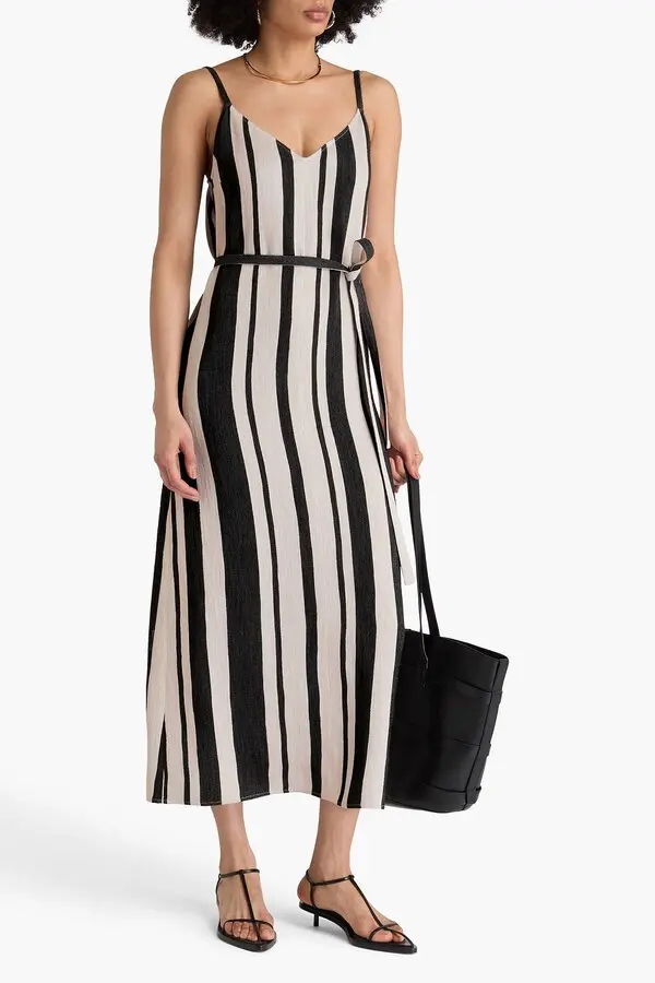 JOSEPH Striped Gauze Midi Dress