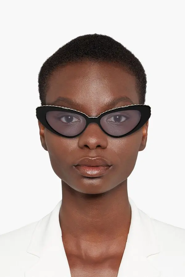 KIMEZE Damba Embellished Retro Cat Eye Sunglasses Kimeze Damba Cat-Eye Acetate Sunglasses In Black - 65% Off  main image 2