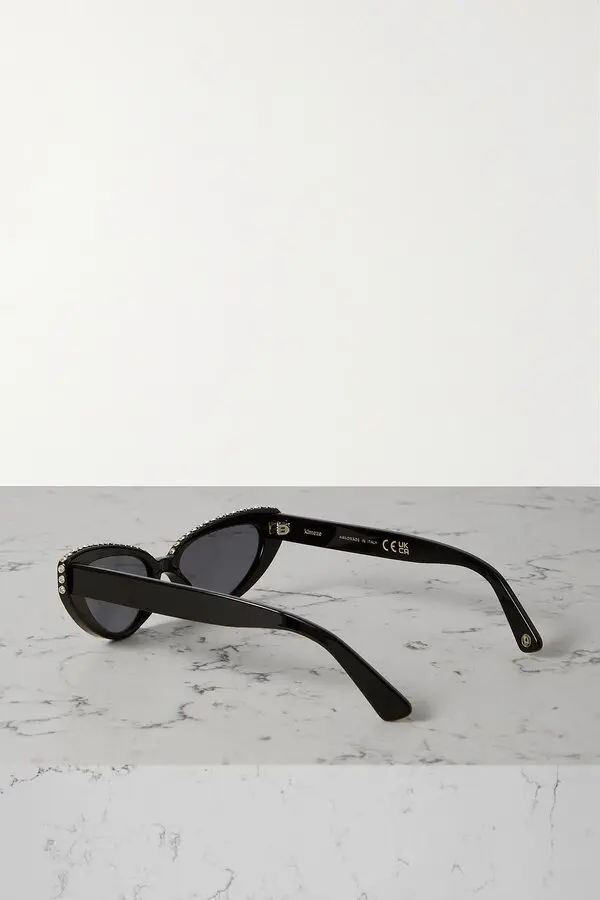 KIMEZE Damba Embellished Retro Cat Eye Sunglasses Kimeze Damba Cat-Eye Acetate Sunglasses In Black - 65% Off  main image 3