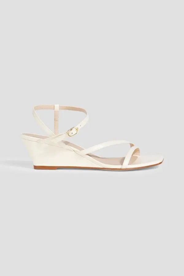 STUART WEITZMAN Oasis 50 Patent-leather Wedge Sandals