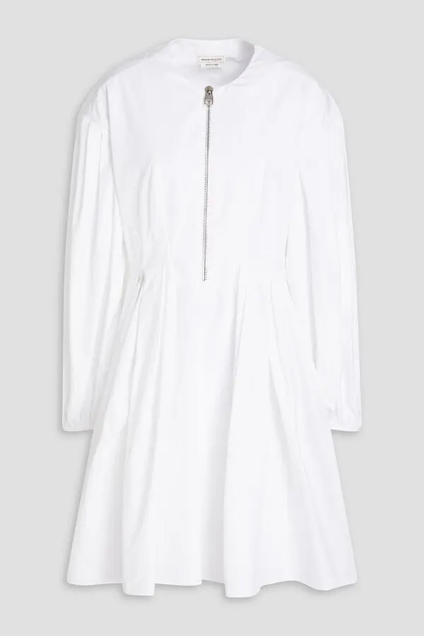 Alexander McQueen Pleated Cotton-poplin Mini Dress