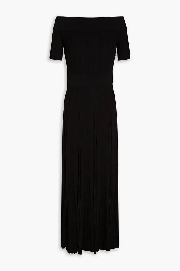 Alexander McQueen Off-the-shoulder Ribbed Midi Dress