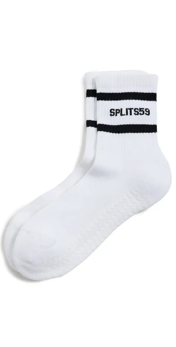 Splits59 Logo Stripe Quarter Socks - White/black