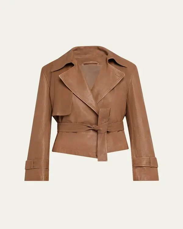 Brunello Cucinelli Vintage Napa Leather Cropped Trench
